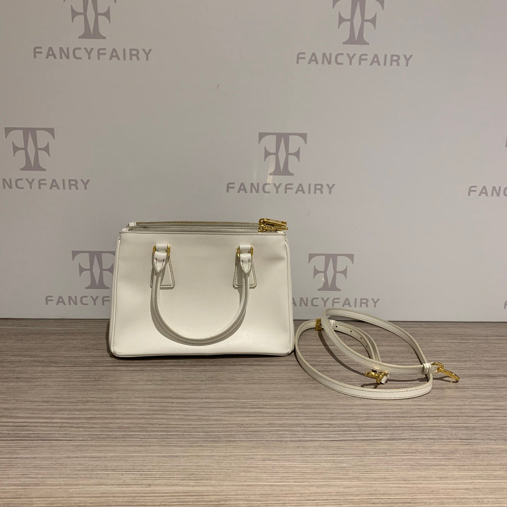 PRADA SAFFIANO LEATHER MINI WHITE WITH STRAP – FancyFairy